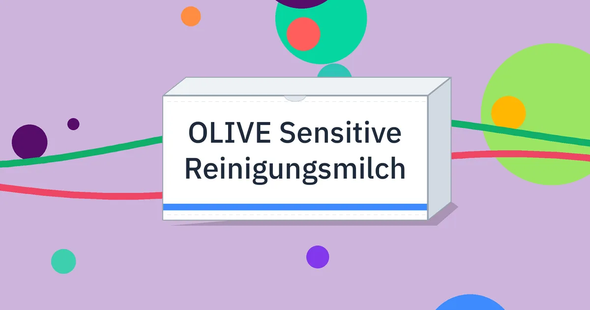 Symbolbild: Packung mit der Aufschrift OLIVE Sensitive Reinigungsmilch (PZN 06935542) – Verfügbarkeit und Bezug in Apotheken in Frankfurt am Main
