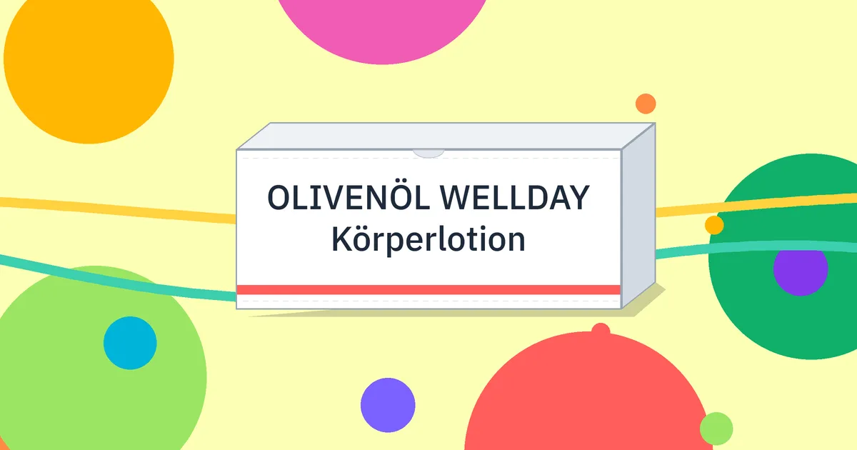 Symbolbild: Packung mit der Aufschrift OLIVENÖL WELLDAY Körperlotion (PZN 02918937) – Verfügbarkeit und Bezug in Apotheken in Frankfurt am Main