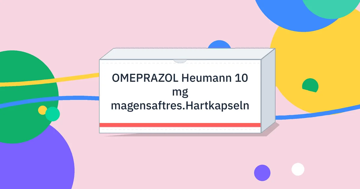Symbolbild: Packung mit der Aufschrift OMEPRAZOL Heumann 10 mg magensaftres.Hartkapseln (PZN 01715563) – Verfügbarkeit und Bezug in Apotheken in Frankfurt am Main