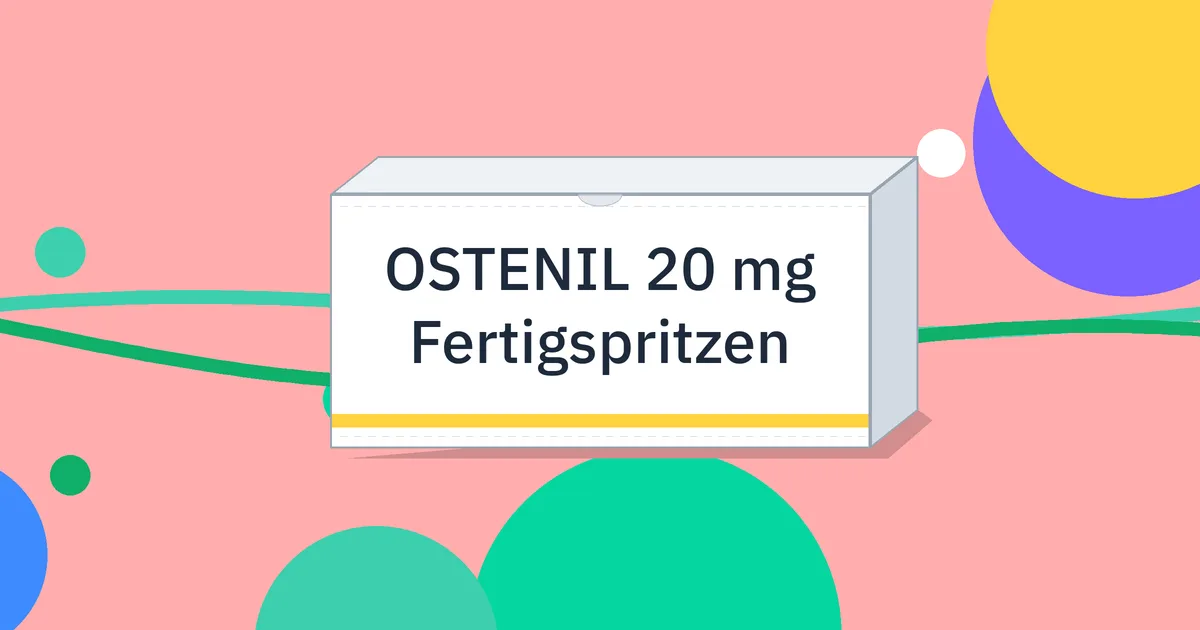 Symbolbild: Packung mit der Aufschrift OSTENIL 20 mg Fertigspritzen (PZN 08761945) – Verfügbarkeit und Bezug in Apotheken in Frankfurt am Main