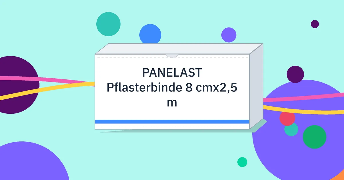 Symbolbild: Packung mit der Aufschrift PANELAST Pflasterbinde 8 cmx2,5 m (PZN 00761816) – Verfügbarkeit und Bezug in Apotheken in Frankfurt am Main