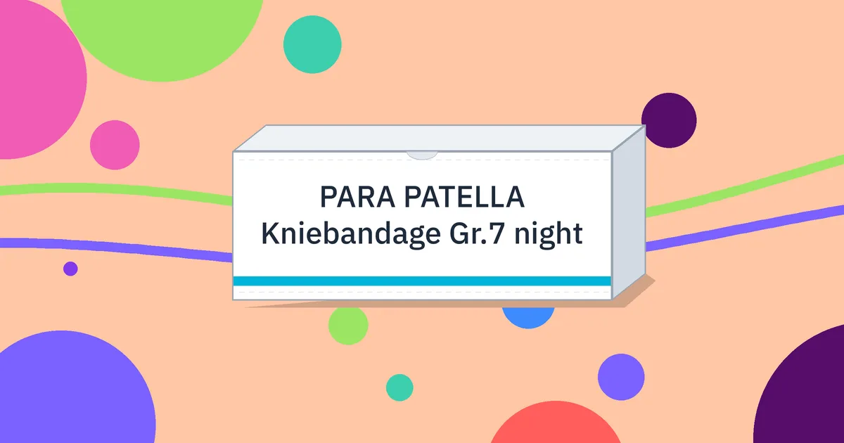 Symbolbild: Packung mit der Aufschrift PARA PATELLA Kniebandage Gr.7 night (PZN 03317803) – Verfügbarkeit und Bezug in Apotheken in Frankfurt am Main