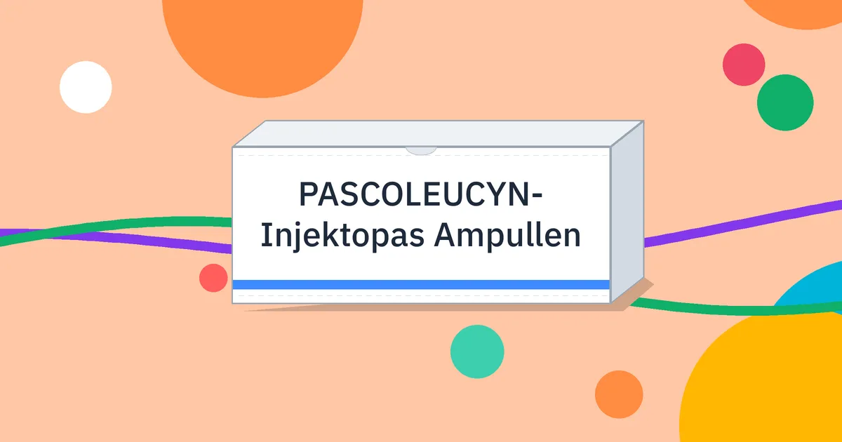 Symbolbild: Packung mit der Aufschrift PASCOLEUCYN-Injektopas Ampullen (PZN 04193823) – Verfügbarkeit und Bezug in Apotheken in Frankfurt am Main