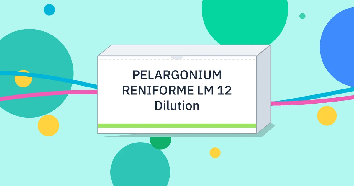 Symbolbild: Packung mit der Aufschrift PELARGONIUM RENIFORME LM 12 Dilution (PZN 13633244) – Verfügbarkeit und Bezug in Apotheken in Frankfurt am Main