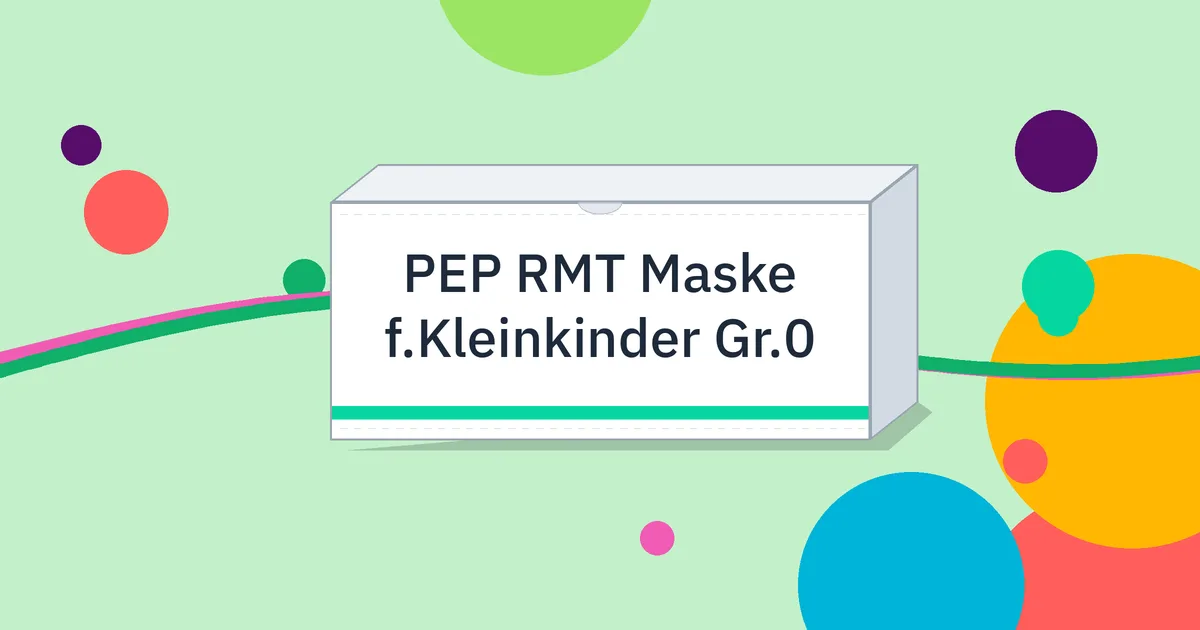 Symbolbild: Packung mit der Aufschrift PEP RMT Maske f.Kleinkinder Gr.0 (PZN 05538218) – Verfügbarkeit und Bezug in Apotheken in Frankfurt am Main