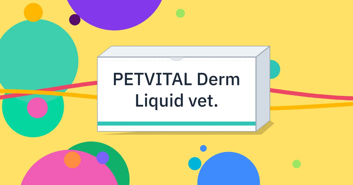 Symbolbild: Packung mit der Aufschrift PETVITAL Derm Liquid vet. (PZN 04680279) – Verfügbarkeit und Bezug in Apotheken in Frankfurt am Main