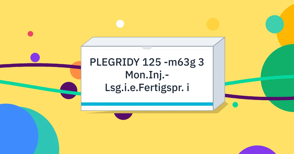 Symbolbild: Packung mit der Aufschrift PLEGRIDY 125 -m63g 3 Mon.Inj.-Lsg.i.e.Fertigspr. i (PZN 16825470) – Verfügbarkeit und Bezug in Apotheken in Frankfurt am Main