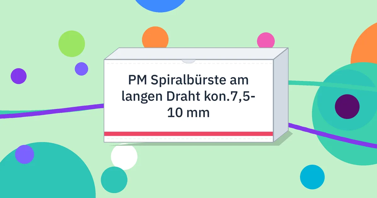 Symbolbild: Packung mit der Aufschrift PM Spiralbürste am langen Draht kon.7,5-10 mm (PZN 17447900) – Verfügbarkeit und Bezug in Apotheken in Frankfurt am Main