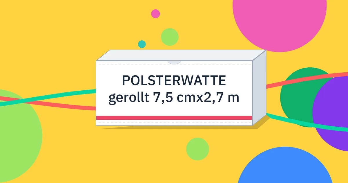 Symbolbild: Packung mit der Aufschrift POLSTERWATTE gerollt 7,5 cmx2,7 m (PZN 16149833) – Verfügbarkeit und Bezug in Apotheken in Frankfurt am Main