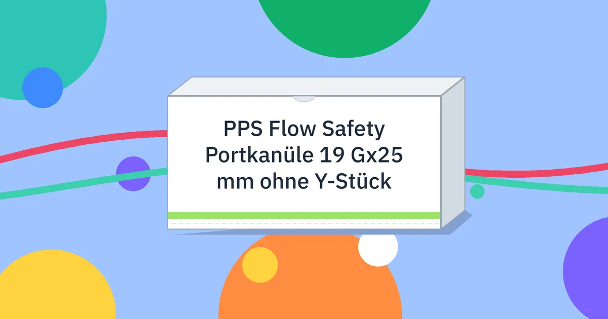 Symbolbild: Packung mit der Aufschrift PPS Flow Safety Portkanüle 19 Gx25 mm ohne Y-Stück (PZN 10073744) – Verfügbarkeit und Bezug in Apotheken in Frankfurt am Main