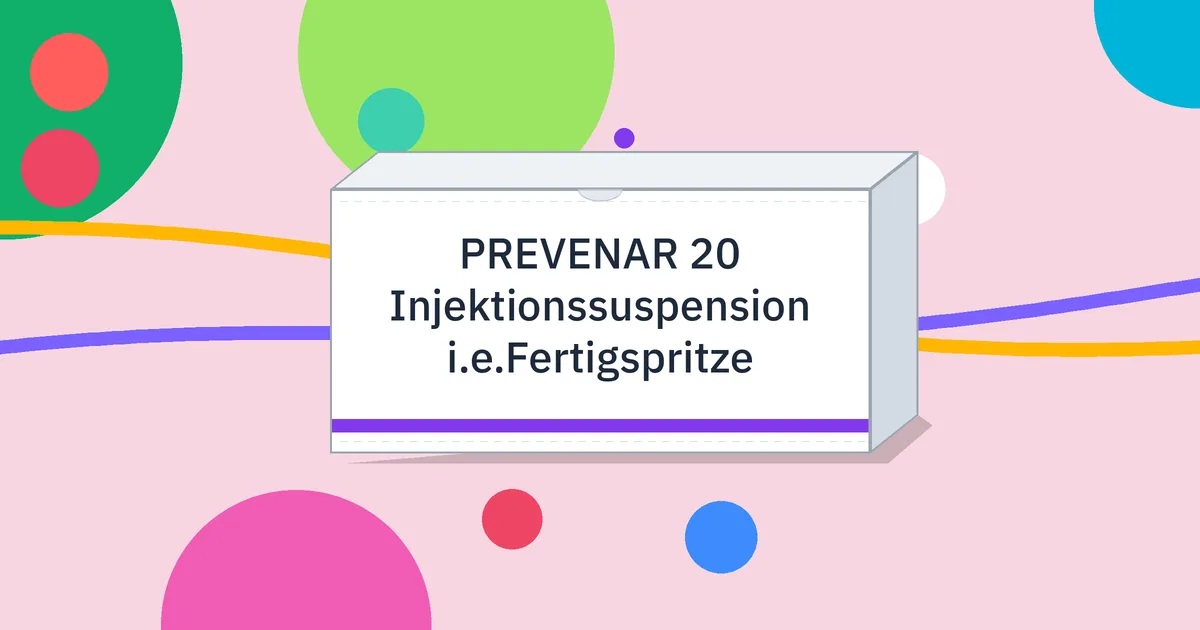 Symbolbild: Packung mit der Aufschrift PREVENAR 20 Injektionssuspension i.e.Fertigspritze (PZN 19474835) – Verfügbarkeit und Bezug in Apotheken in Frankfurt am Main