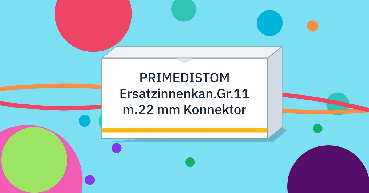 Symbolbild: Packung mit der Aufschrift PRIMEDISTOM Ersatzinnenkan.Gr.11 m.22 mm Konnektor (PZN 10257757) – Verfügbarkeit und Bezug in Apotheken in Frankfurt am Main