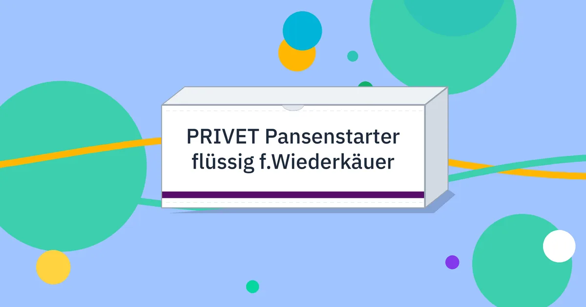 Symbolbild: Packung mit der Aufschrift PRIVET Pansenstarter flüssig f.Wiederkäuer (PZN 11081786) – Verfügbarkeit und Bezug in Apotheken in Frankfurt am Main
