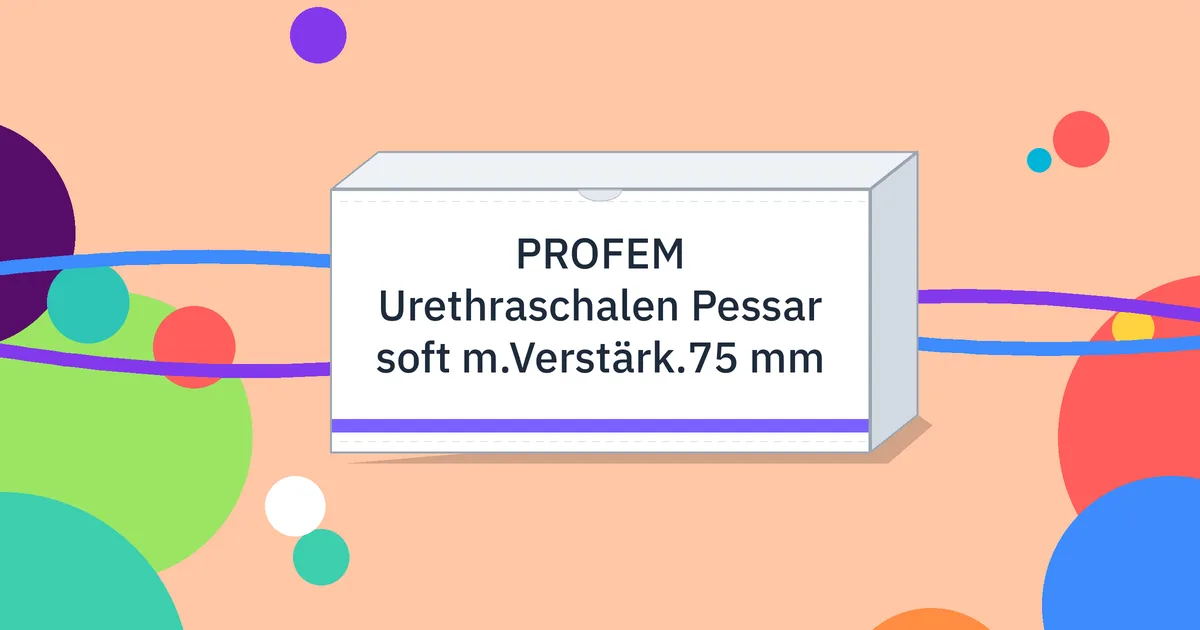 Symbolbild: Packung mit der Aufschrift PROFEM Urethraschalen Pessar soft m.Verstärk.75 mm (PZN 20394018) – Verfügbarkeit und Bezug in Apotheken in Frankfurt am Main
