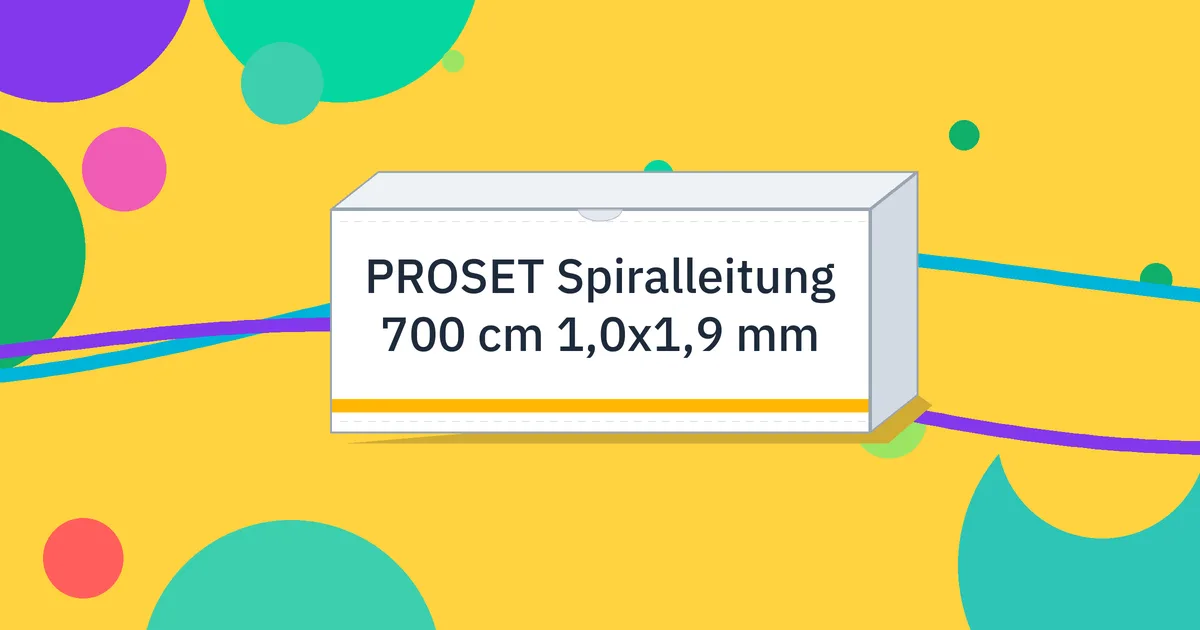 Symbolbild: Packung mit der Aufschrift PROSET Spiralleitung 700 cm 1,0x1,9 mm (PZN 11865795) – Verfügbarkeit und Bezug in Apotheken in Frankfurt am Main