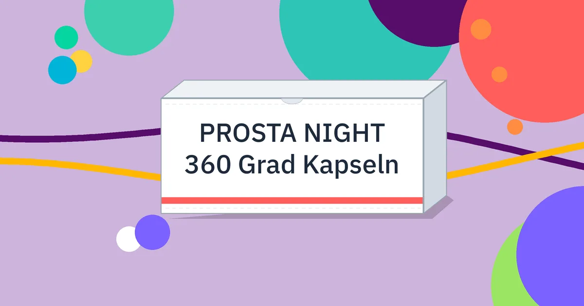 Symbolbild: Packung mit der Aufschrift PROSTA NIGHT 360 Grad Kapseln (PZN 17502645) – Verfügbarkeit und Bezug in Apotheken in Frankfurt am Main