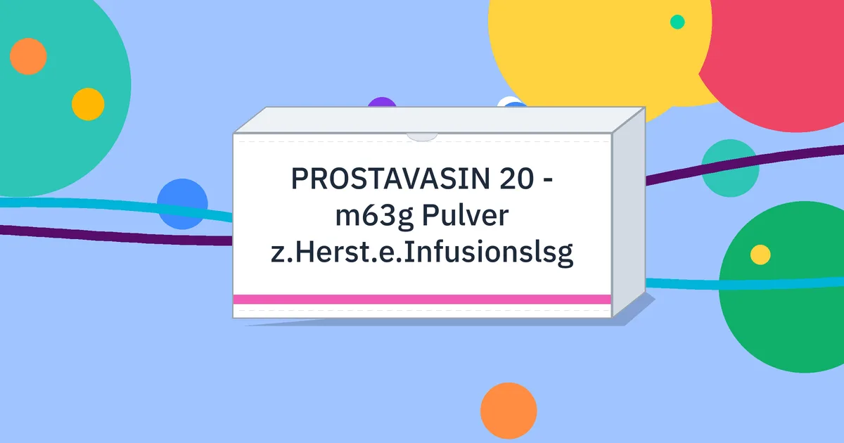 Symbolbild: Packung mit der Aufschrift PROSTAVASIN 20 -m63g Pulver z.Herst.e.Infusionslsg (PZN 06571643) – Verfügbarkeit und Bezug in Apotheken in Frankfurt am Main