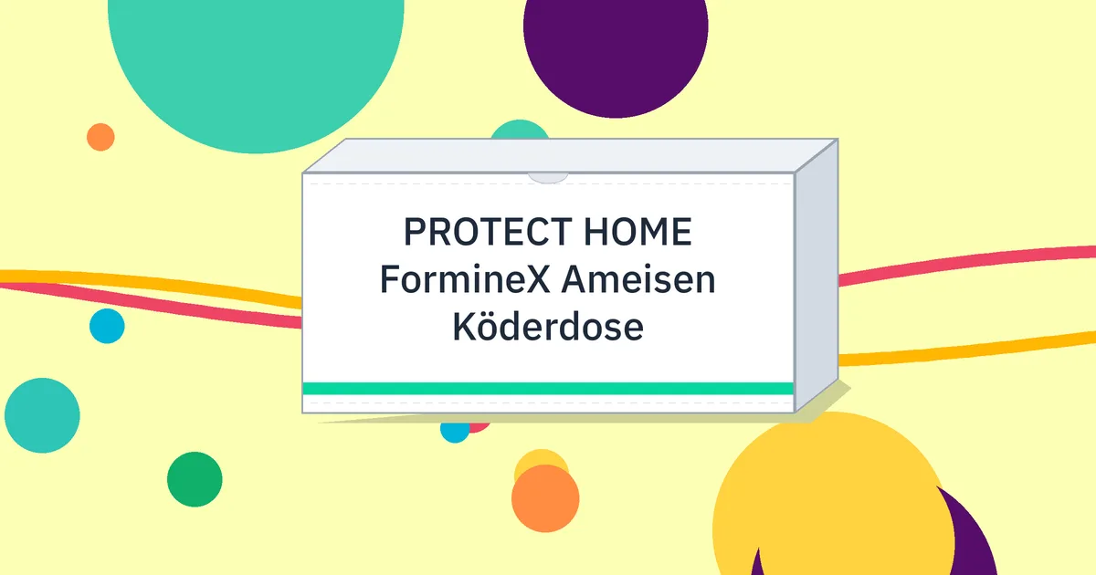 Symbolbild: Packung mit der Aufschrift PROTECT HOME FormineX Ameisen Köderdose (PZN 14361598) – Verfügbarkeit und Bezug in Apotheken in Frankfurt am Main