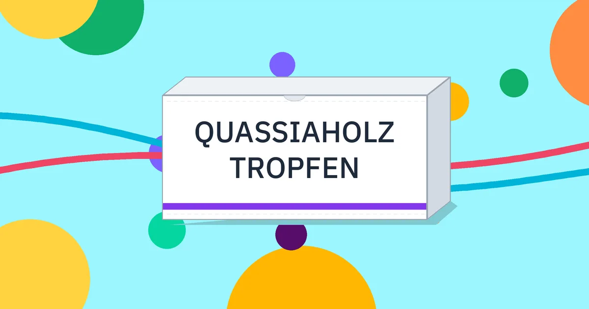 Symbolbild: Packung mit der Aufschrift QUASSIAHOLZ TROPFEN (PZN 14128672) – Verfügbarkeit und Bezug in Apotheken in Frankfurt am Main