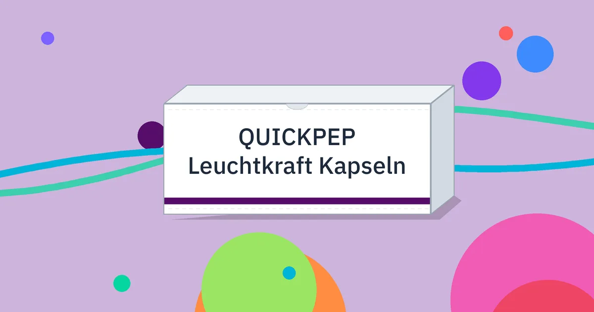 Symbolbild: Packung mit der Aufschrift QUICKPEP Leuchtkraft Kapseln (PZN 12602112) – Verfügbarkeit und Bezug in Apotheken in Frankfurt am Main