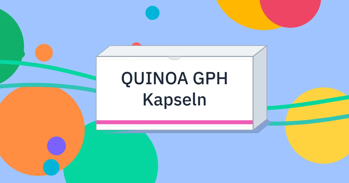 Symbolbild: Packung mit der Aufschrift QUINOA GPH Kapseln (PZN 06923421) – Verfügbarkeit und Bezug in Apotheken in Frankfurt am Main