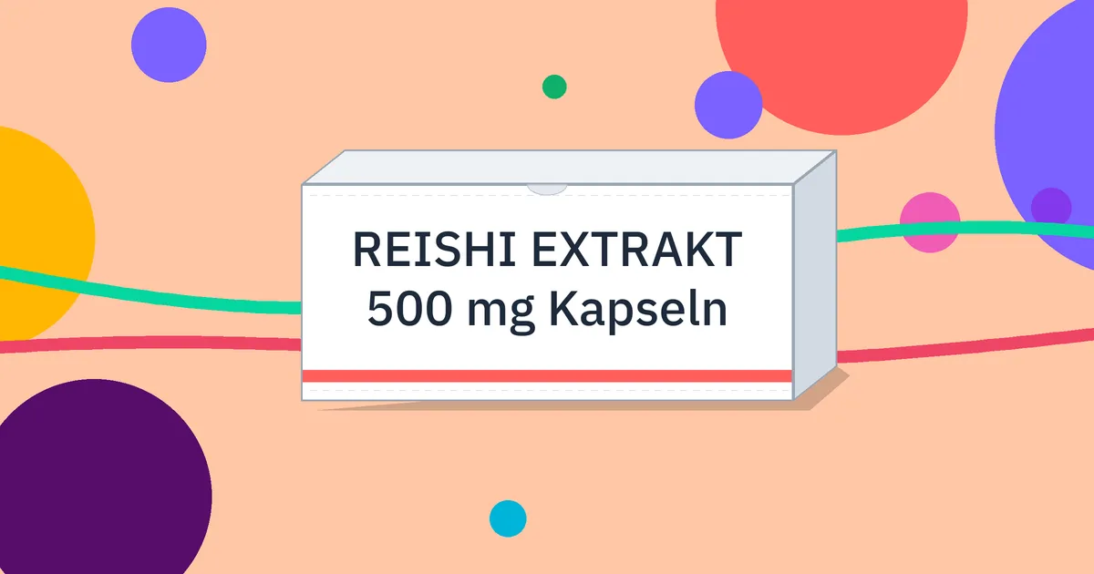 Symbolbild: Packung mit der Aufschrift REISHI EXTRAKT 500 mg Kapseln (PZN 18486606) – Verfügbarkeit und Bezug in Apotheken in Frankfurt am Main