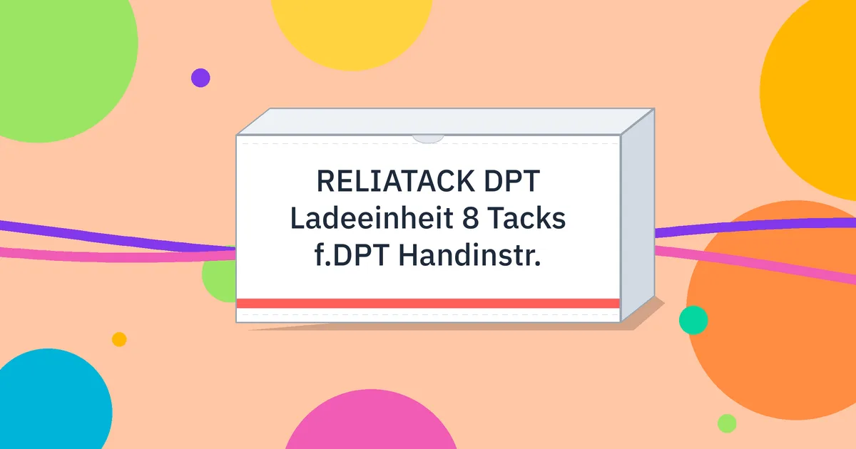Symbolbild: Packung mit der Aufschrift RELIATACK DPT Ladeeinheit 8 Tacks f.DPT Handinstr. (PZN 16056681) – Verfügbarkeit und Bezug in Apotheken in Frankfurt am Main