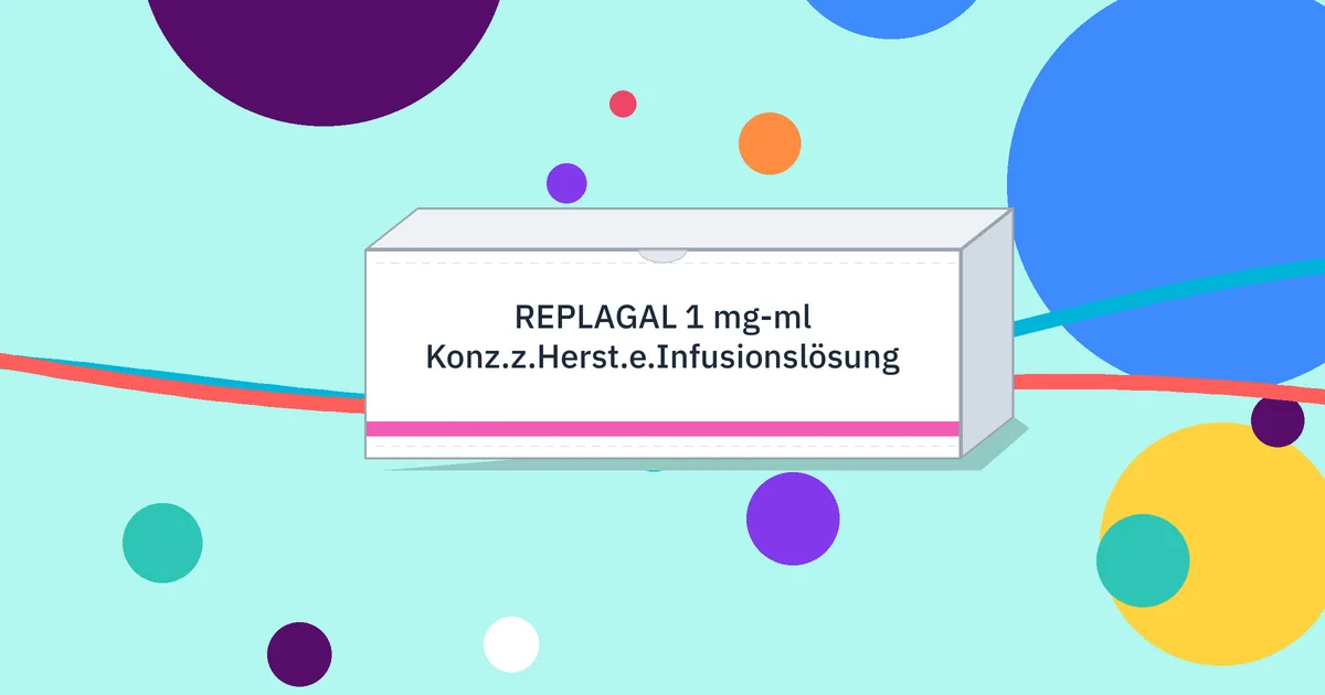Symbolbild: Packung mit der Aufschrift REPLAGAL 1 mg-ml Konz.z.Herst.e.Infusionslösung (PZN 13515711) – Verfügbarkeit und Bezug in Apotheken in Frankfurt am Main
