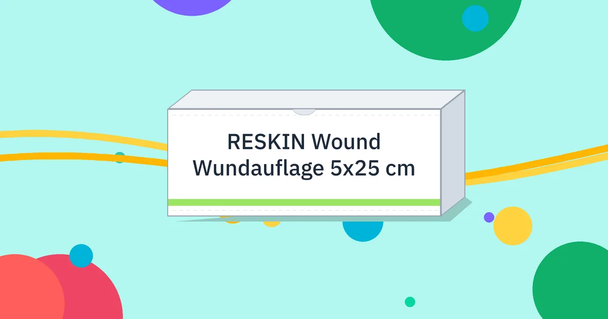 Symbolbild: Packung mit der Aufschrift RESKIN Wound Wundauflage 5x25 cm (PZN 18740200) – Verfügbarkeit und Bezug in Apotheken in Frankfurt am Main