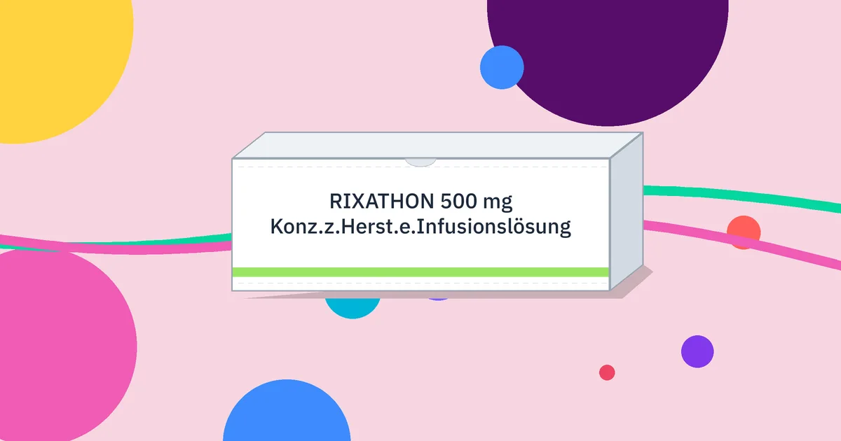 Symbolbild: Packung mit der Aufschrift RIXATHON 500 mg Konz.z.Herst.e.Infusionslösung (PZN 16487091) – Verfügbarkeit und Bezug in Apotheken in Frankfurt am Main