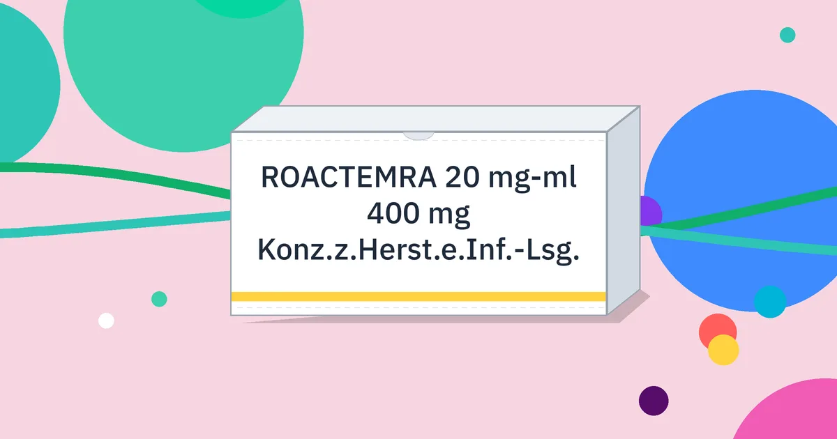 Symbolbild: Packung mit der Aufschrift ROACTEMRA 20 mg-ml 400 mg Konz.z.Herst.e.Inf.-Lsg. (PZN 10311480) – Verfügbarkeit und Bezug in Apotheken in Frankfurt am Main