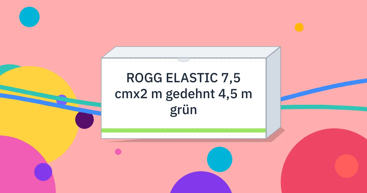 Symbolbild: Packung mit der Aufschrift ROGG ELASTIC 7,5 cmx2 m gedehnt 4,5 m grün (PZN 15301664) – Verfügbarkeit und Bezug in Apotheken in Frankfurt am Main