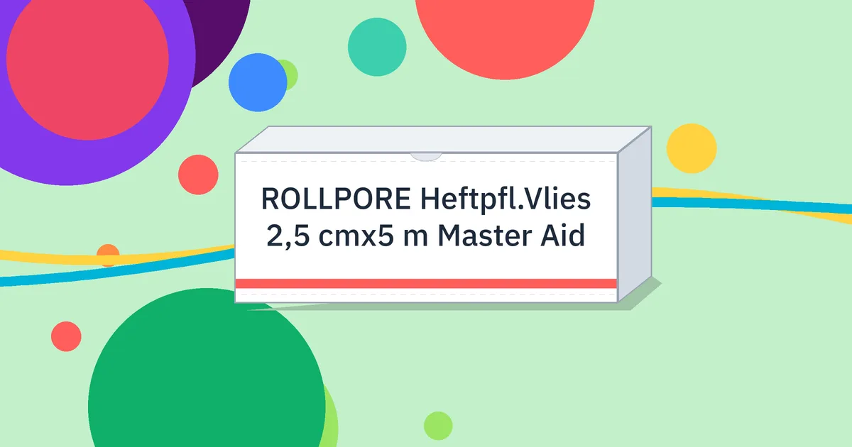Symbolbild: Packung mit der Aufschrift ROLLPORE Heftpfl.Vlies 2,5 cmx5 m Master Aid (PZN 03440219) – Verfügbarkeit und Bezug in Apotheken in Frankfurt am Main