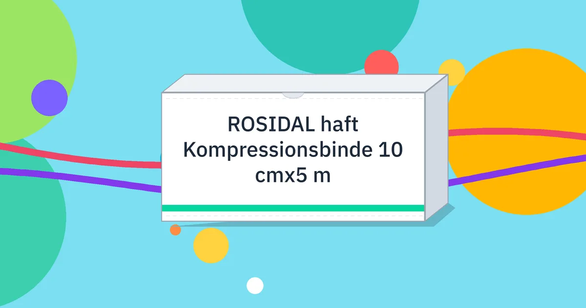 Symbolbild: Packung mit der Aufschrift ROSIDAL haft Kompressionsbinde 10 cmx5 m (PZN 19376446) – Verfügbarkeit und Bezug in Apotheken in Frankfurt am Main