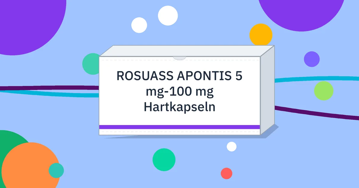 Symbolbild: Packung mit der Aufschrift ROSUASS APONTIS 5 mg-100 mg Hartkapseln (PZN 17841620) – Verfügbarkeit und Bezug in Apotheken in Frankfurt am Main