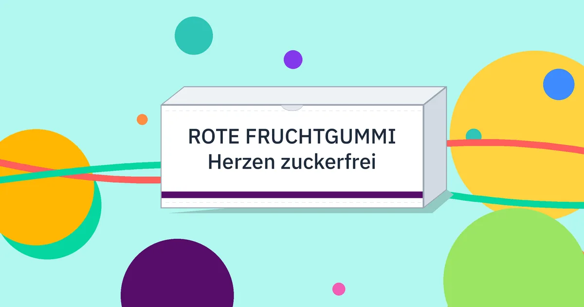 Symbolbild: Packung mit der Aufschrift ROTE FRUCHTGUMMI Herzen zuckerfrei (PZN 20403183) – Verfügbarkeit und Bezug in Apotheken in Frankfurt am Main