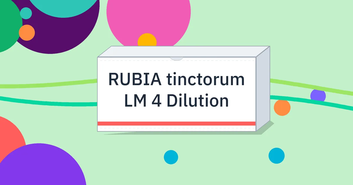 Symbolbild: Packung mit der Aufschrift RUBIA tinctorum LM 4 Dilution (PZN 13056657) – Verfügbarkeit und Bezug in Apotheken in Frankfurt am Main