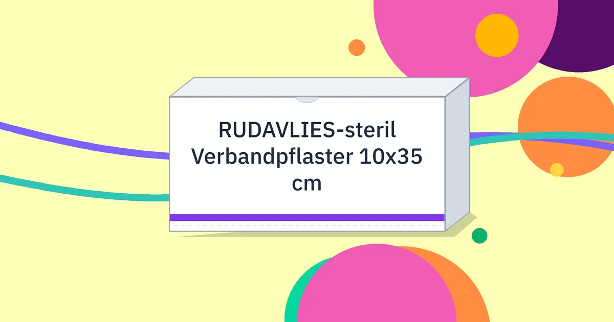 Symbolbild: Packung mit der Aufschrift RUDAVLIES-steril Verbandpflaster 10x35 cm (PZN 13707020) – Verfügbarkeit und Bezug in Apotheken in Frankfurt am Main