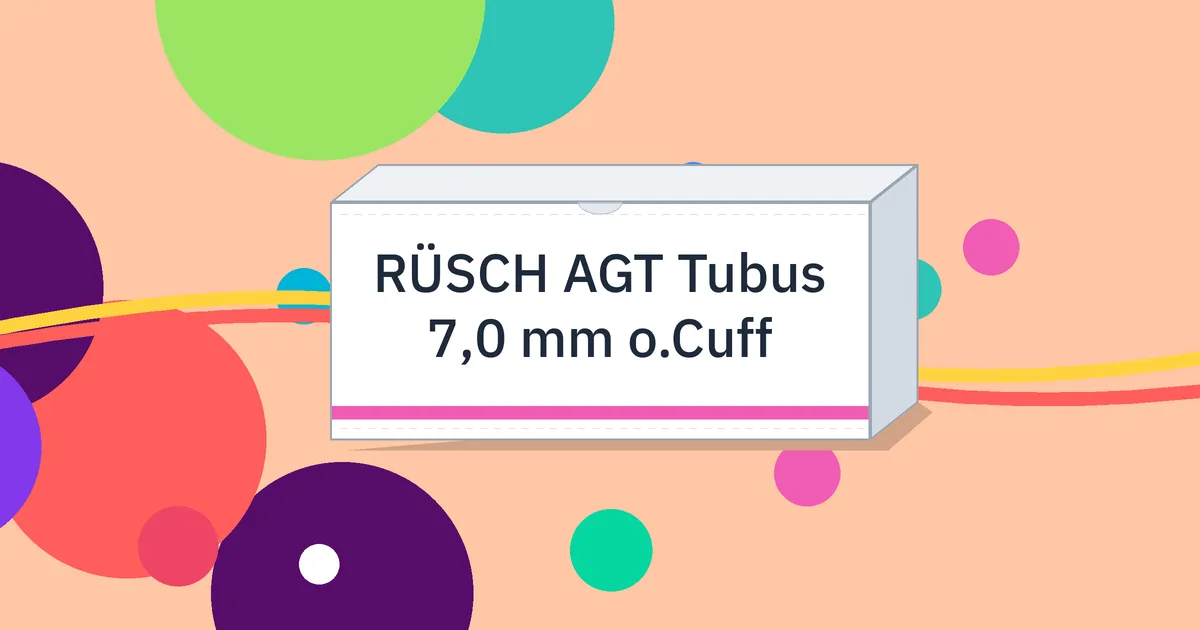 Symbolbild: Packung mit der Aufschrift RÜSCH AGT Tubus 7,0 mm o.Cuff (PZN 06636383) – Verfügbarkeit und Bezug in Apotheken in Frankfurt am Main