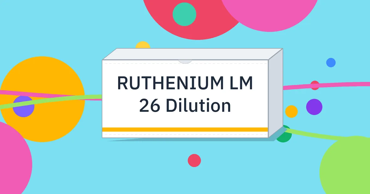 Symbolbild: Packung mit der Aufschrift RUTHENIUM LM 26 Dilution (PZN 13174339) – Verfügbarkeit und Bezug in Apotheken in Frankfurt am Main