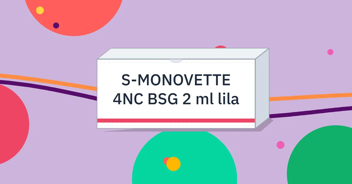 Symbolbild: Packung mit der Aufschrift S-MONOVETTE 4NC BSG 2 ml lila (PZN 10259905) – Verfügbarkeit und Bezug in Apotheken in Frankfurt am Main