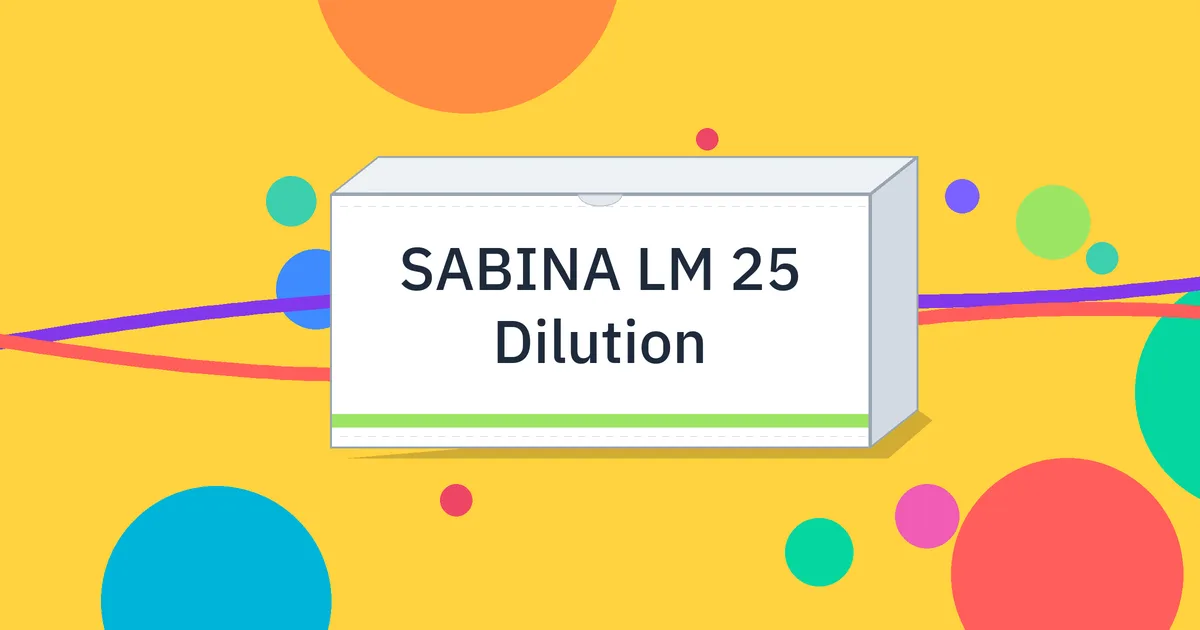 Symbolbild: Packung mit der Aufschrift SABINA LM 25 Dilution (PZN 13175988) – Verfügbarkeit und Bezug in Apotheken in Frankfurt am Main