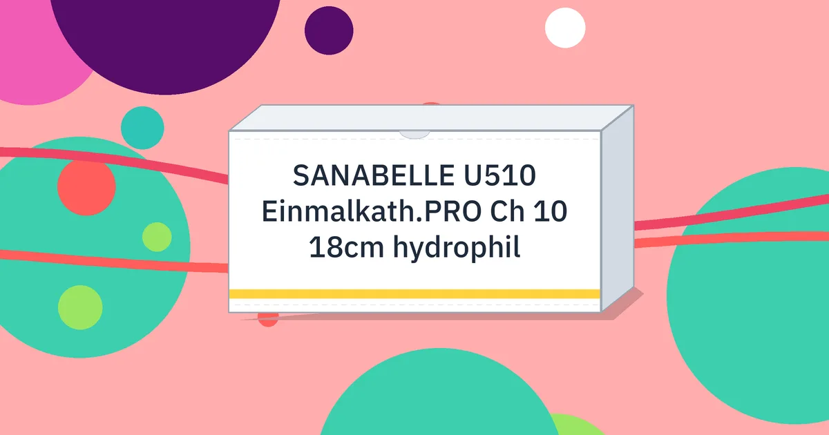 Symbolbild: Packung mit der Aufschrift SANABELLE U510 Einmalkath.PRO Ch 10 18cm hydrophil (PZN 15269742) – Verfügbarkeit und Bezug in Apotheken in Frankfurt am Main