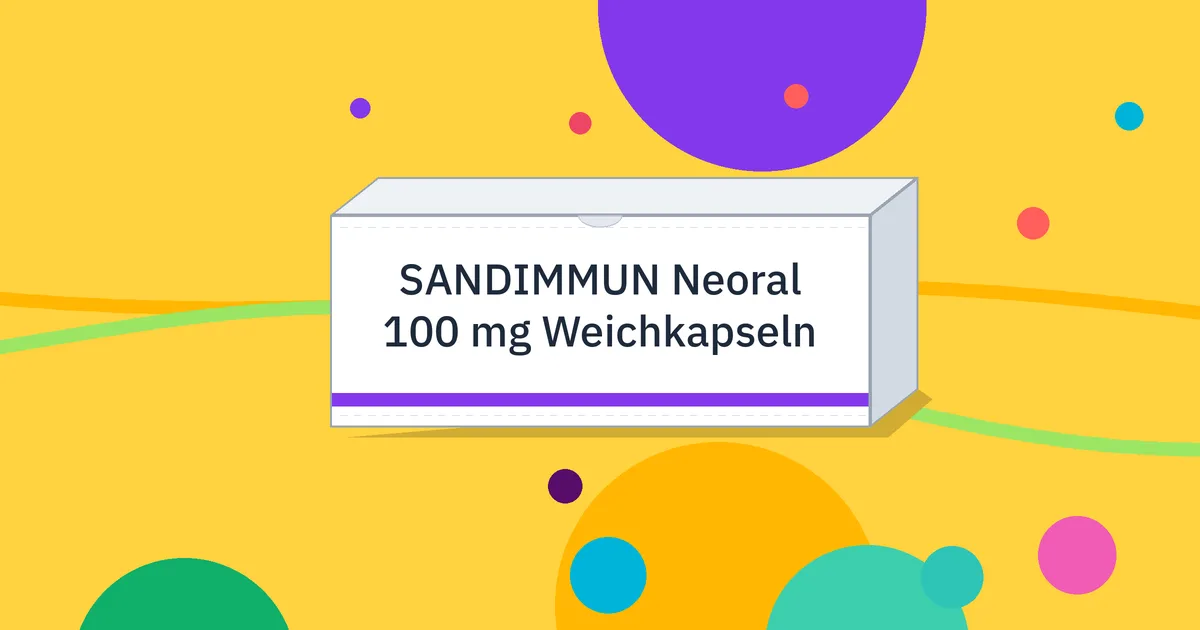 Symbolbild: Packung mit der Aufschrift SANDIMMUN Neoral 100 mg Weichkapseln (PZN 01688843) – Verfügbarkeit und Bezug in Apotheken in Frankfurt am Main