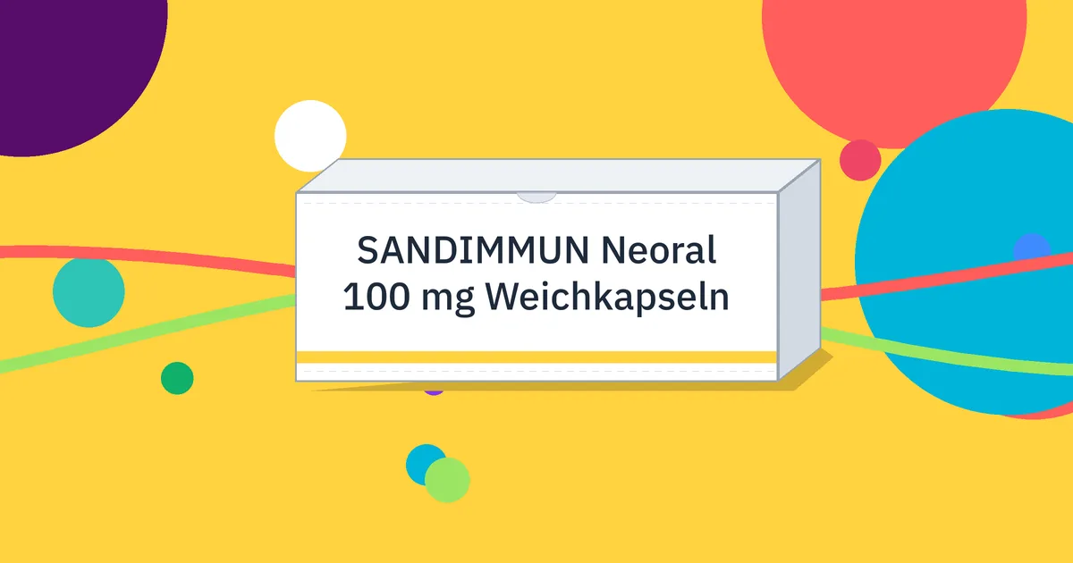 Symbolbild: Packung mit der Aufschrift SANDIMMUN Neoral 100 mg Weichkapseln (PZN 08816362) – Verfügbarkeit und Bezug in Apotheken in Frankfurt am Main