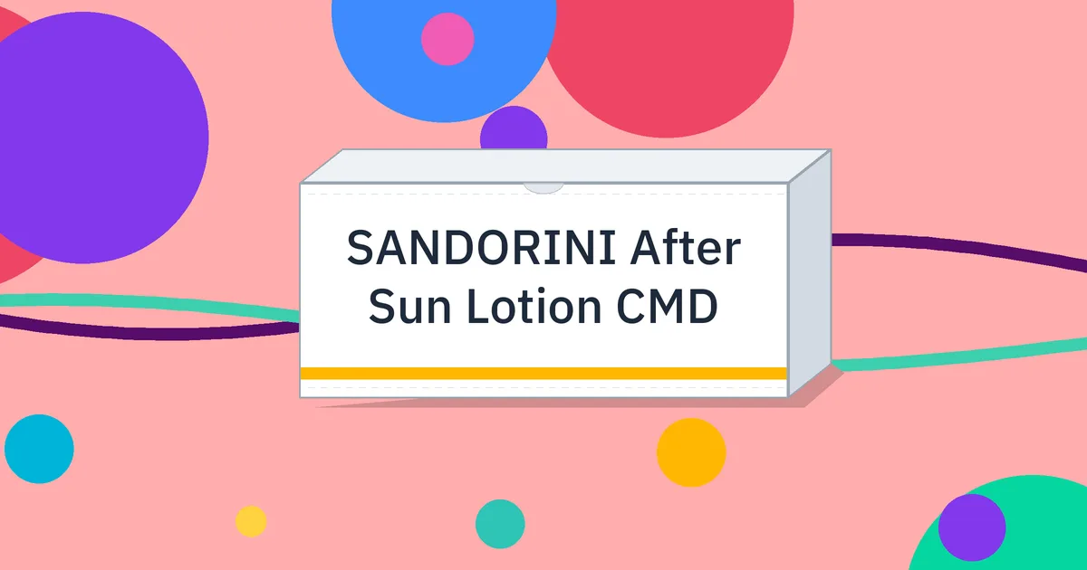 Symbolbild: Packung mit der Aufschrift SANDORINI After Sun Lotion CMD (PZN 10540335) – Verfügbarkeit und Bezug in Apotheken in Frankfurt am Main