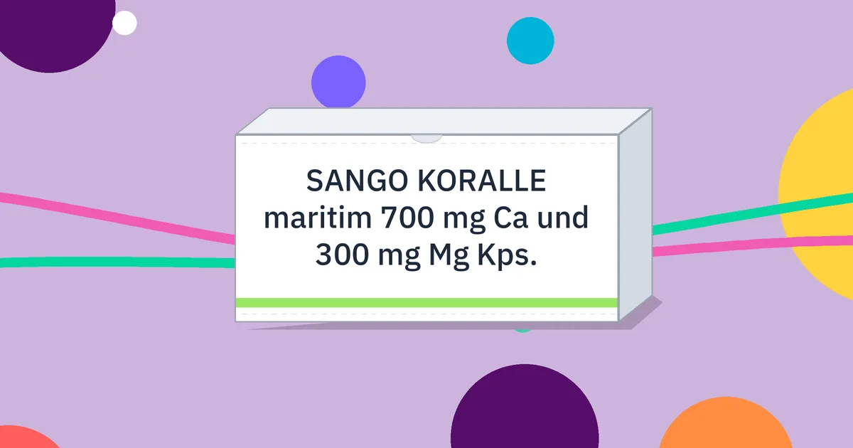 Symbolbild: Packung mit der Aufschrift SANGO KORALLE maritim 700 mg Ca und 300 mg Mg Kps. (PZN 10817647) – Verfügbarkeit und Bezug in Apotheken in Frankfurt am Main