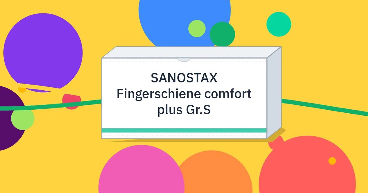 Symbolbild: Packung mit der Aufschrift SANOSTAX Fingerschiene comfort plus Gr.S (PZN 10527168) – Verfügbarkeit und Bezug in Apotheken in Frankfurt am Main