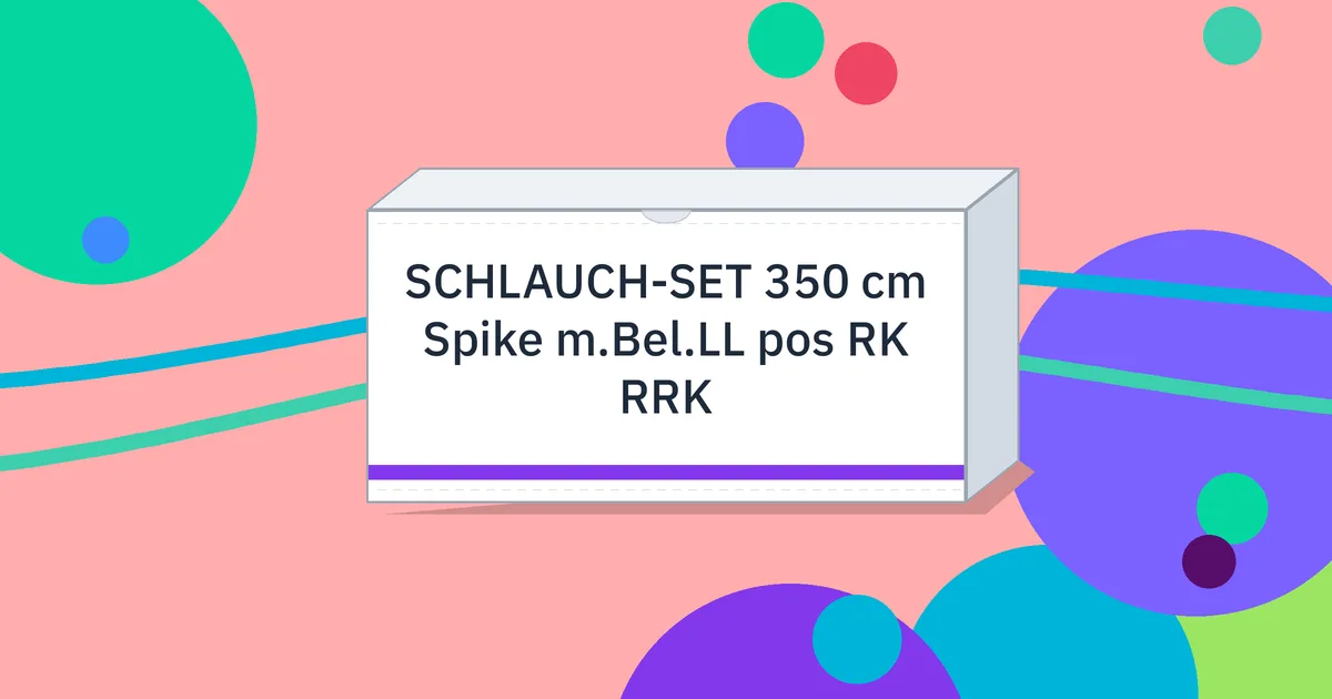 Symbolbild: Packung mit der Aufschrift SCHLAUCH-SET 350 cm Spike m.Bel.LL pos RK RRK (PZN 17487414) – Verfügbarkeit und Bezug in Apotheken in Frankfurt am Main