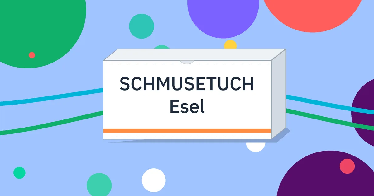 Symbolbild: Packung mit der Aufschrift SCHMUSETUCH Esel (PZN 10404460) – Verfügbarkeit und Bezug in Apotheken in Frankfurt am Main